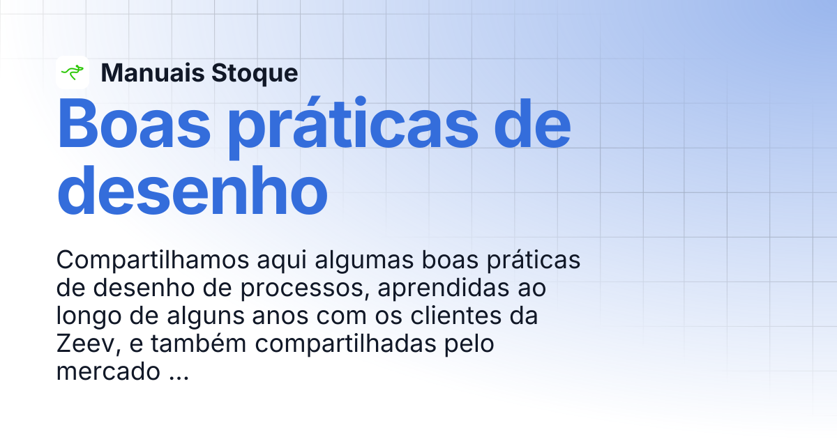 Boas práticas de desenho | Manual Zeev | Manuais Stoque